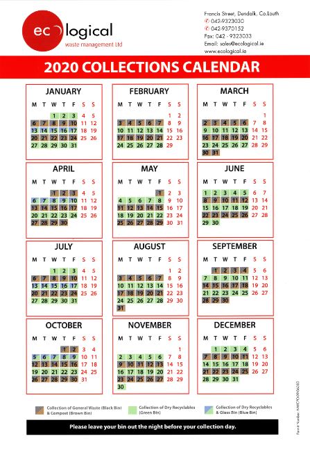 Collections Calendar – Eco Logical